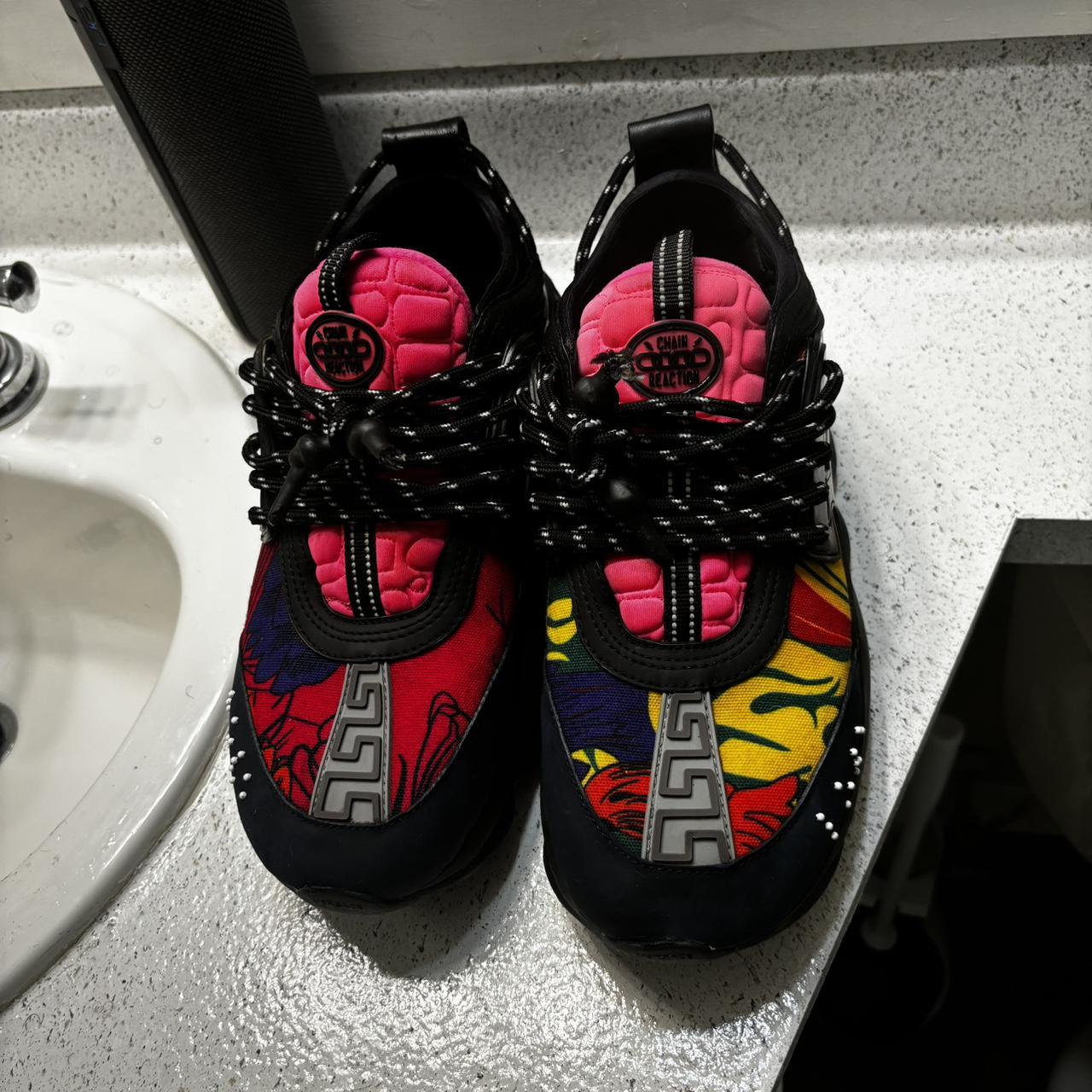 Versace Chain Reaction Black Multi-Color Rubber Suede - Depop