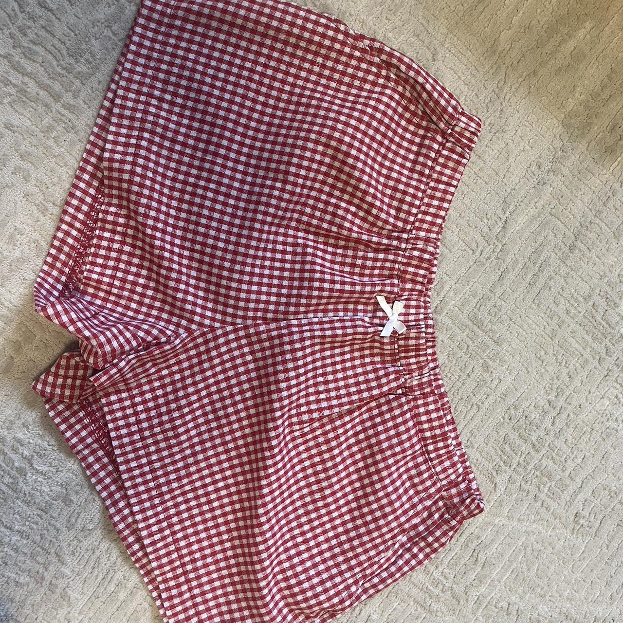 Red and white checkered shorts; super cute and... - Depop