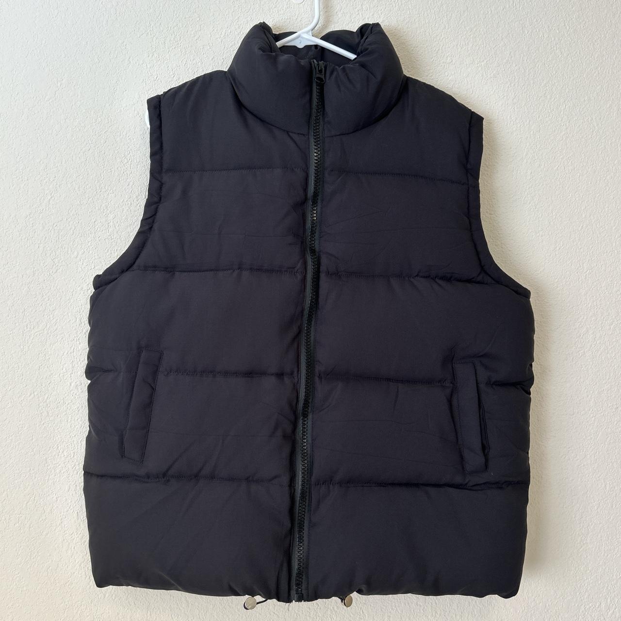Black womens puffer vest. Oversized vest size large.... - Depop