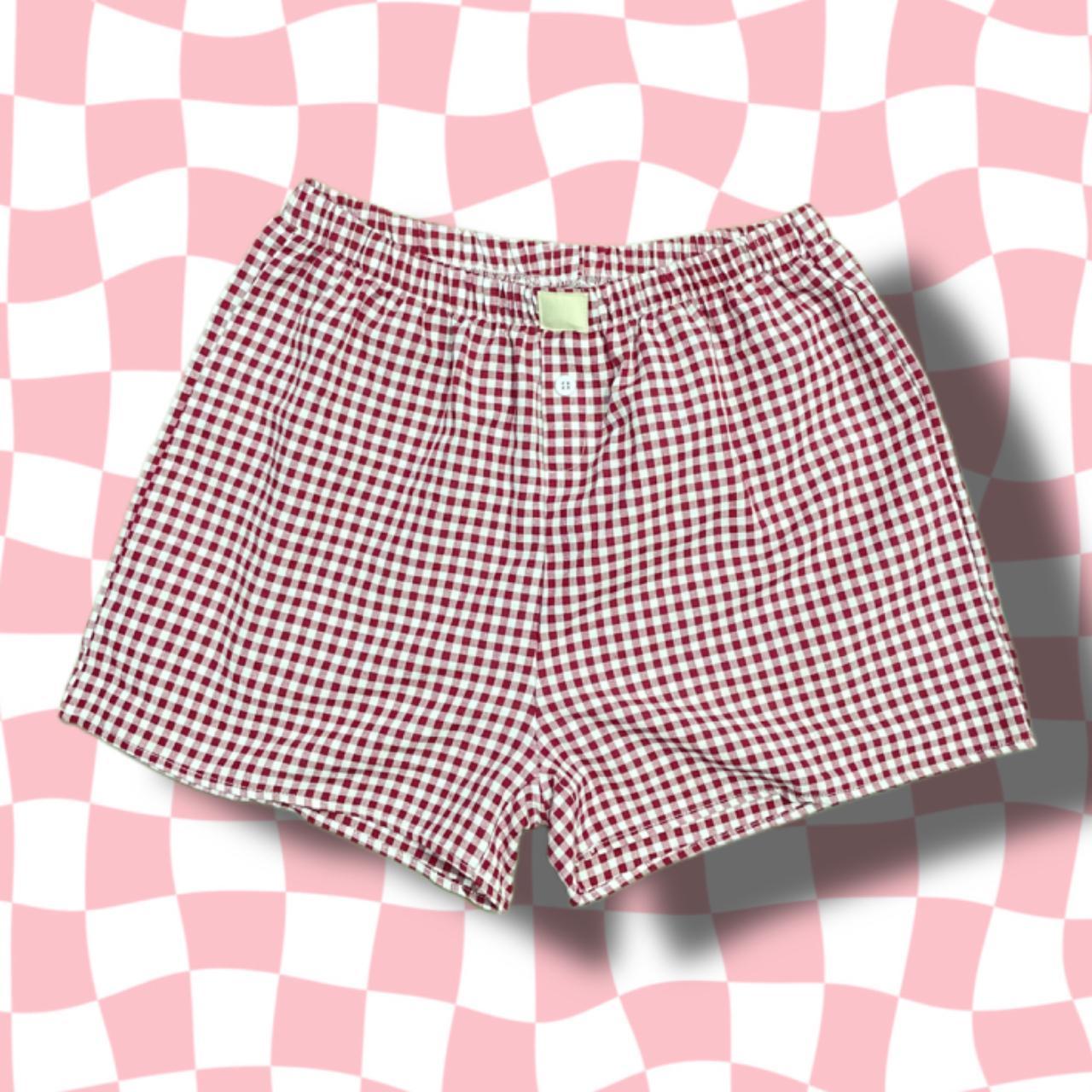 Y2K Retro Gingham Boxer Shorts Y2k Cute Stripes... - Depop