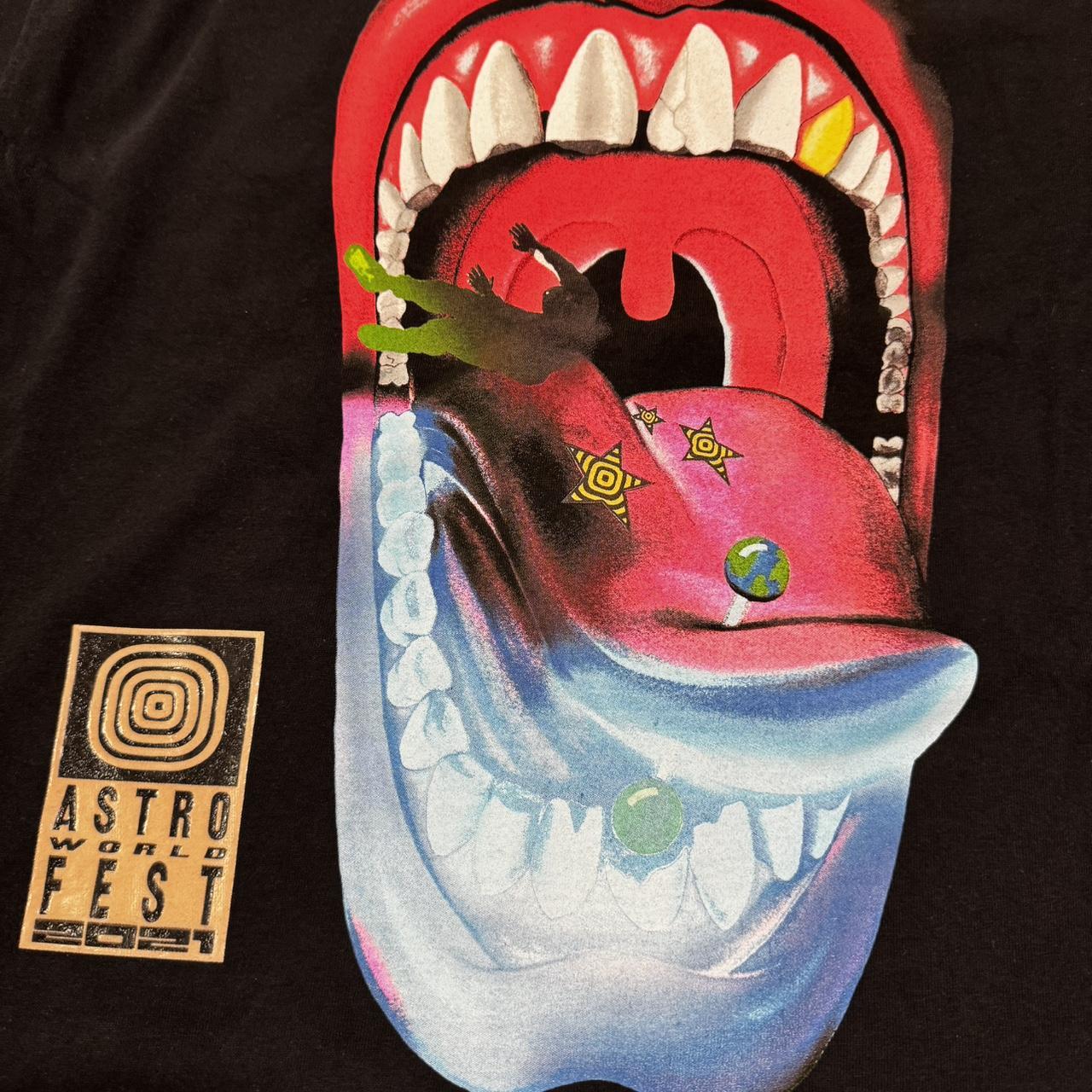 Travis Scott Astroworld Fest 2021 Mouth shirt black... - Depop