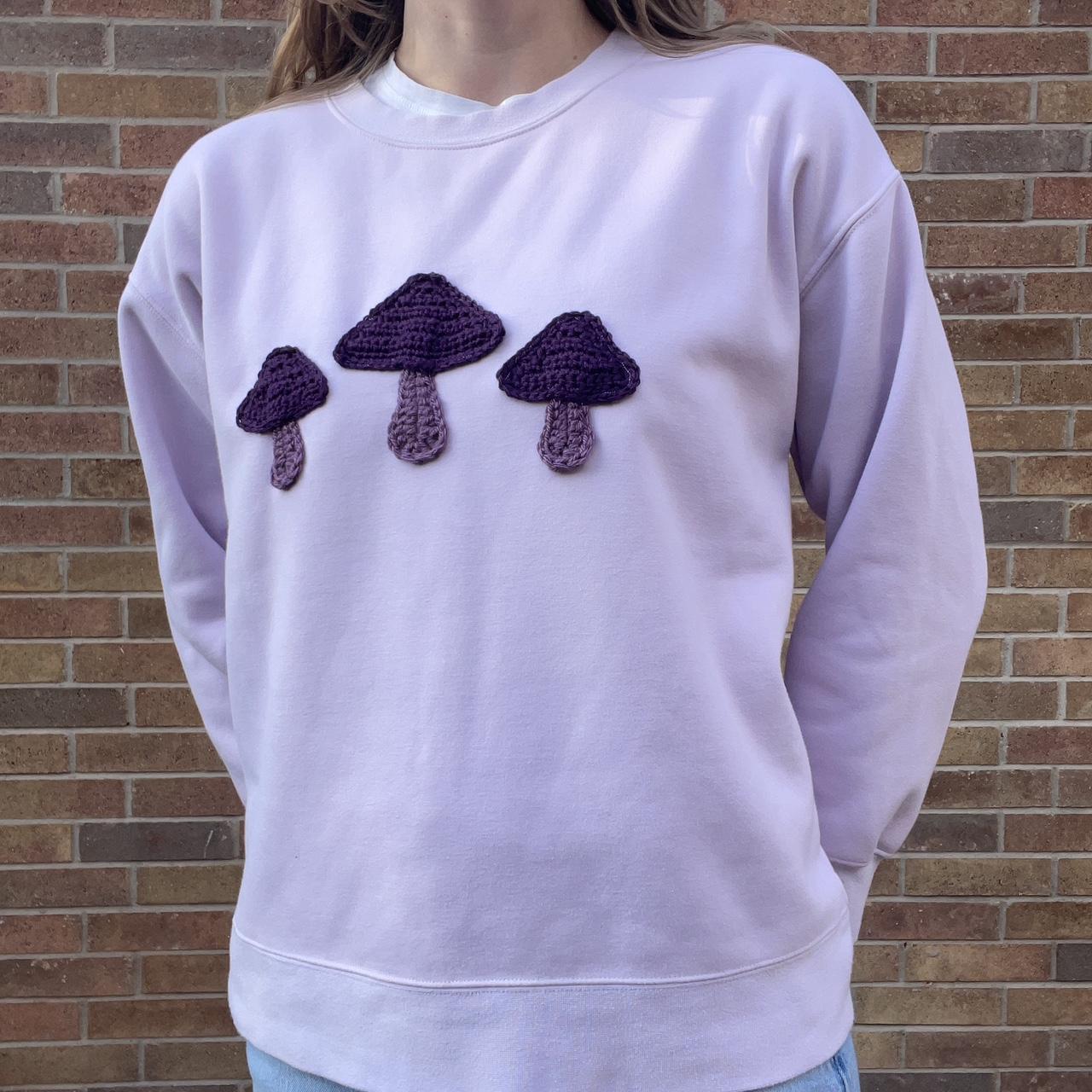 Light purple sweatshirt with handmade purple... - Depop