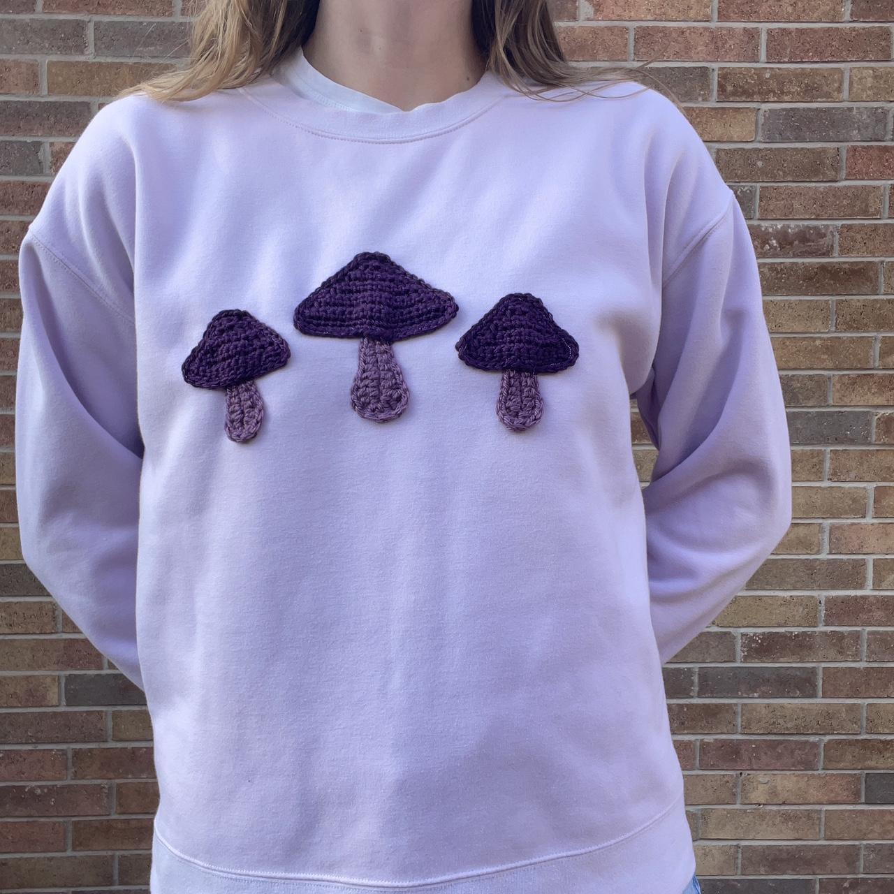 Light purple sweatshirt with handmade purple... - Depop