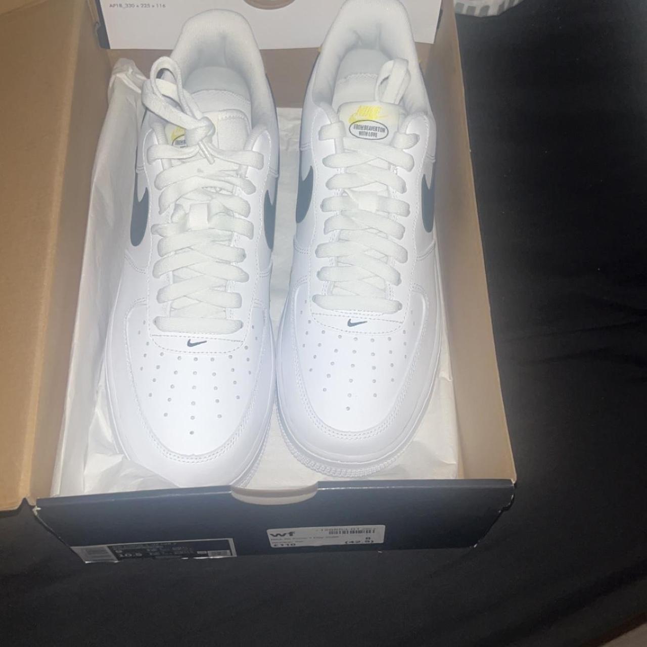 Limited edition White,yellow with black tick Nike... - Depop