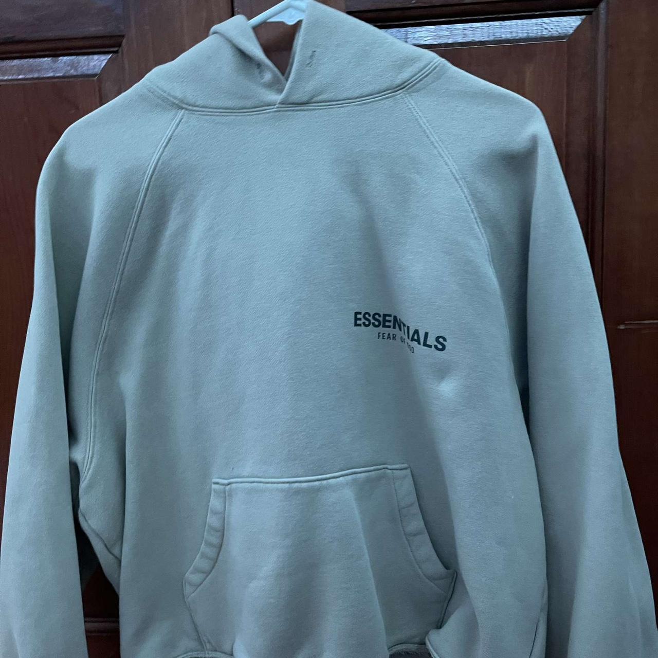 Cropped beige essentials hoodie - Depop