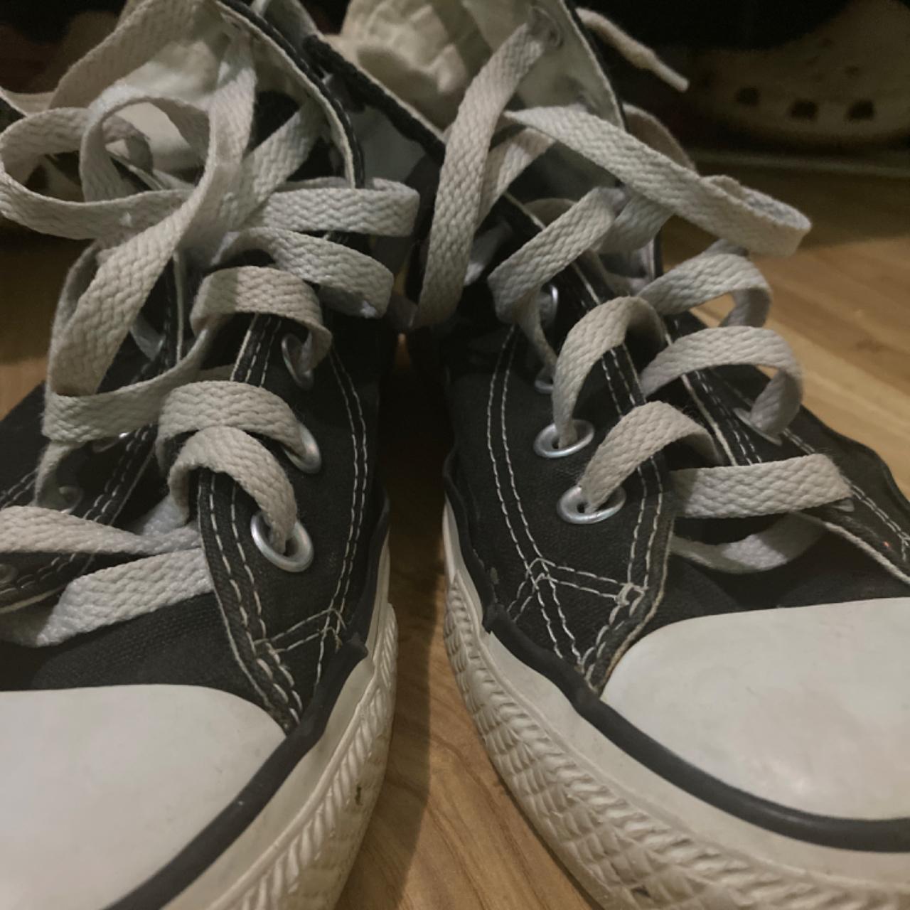 Black, high-top converse non-platform - Depop