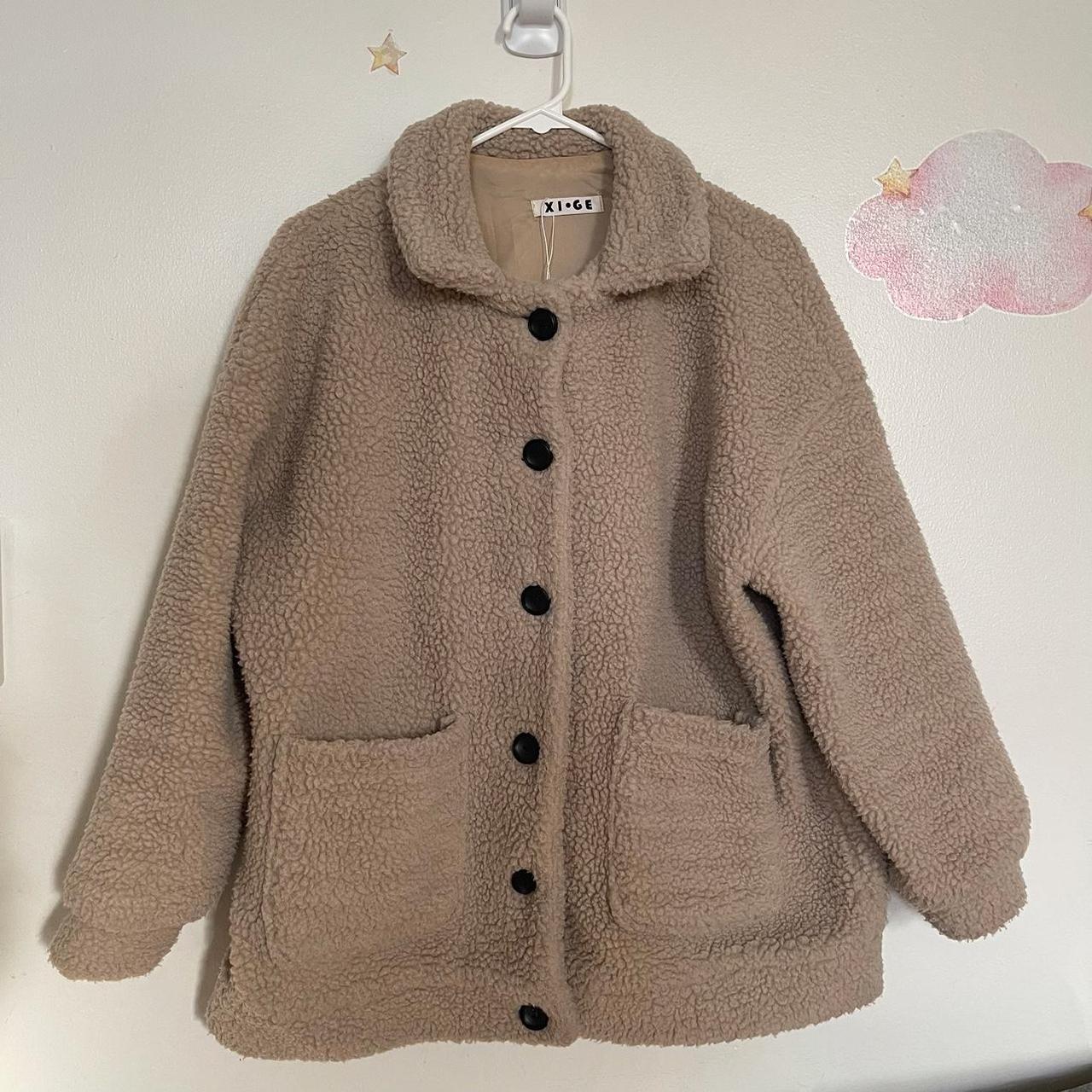 Oversized beige sherpa jacket / teddy bear coat.... - Depop