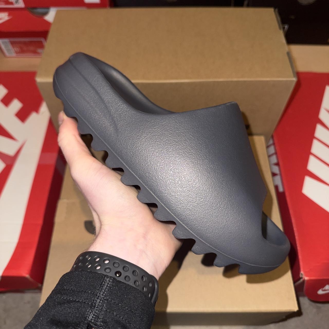 Yeezy Slide - Slate Grey🔘 Size - 4 UK Colour - Grey... - Depop
