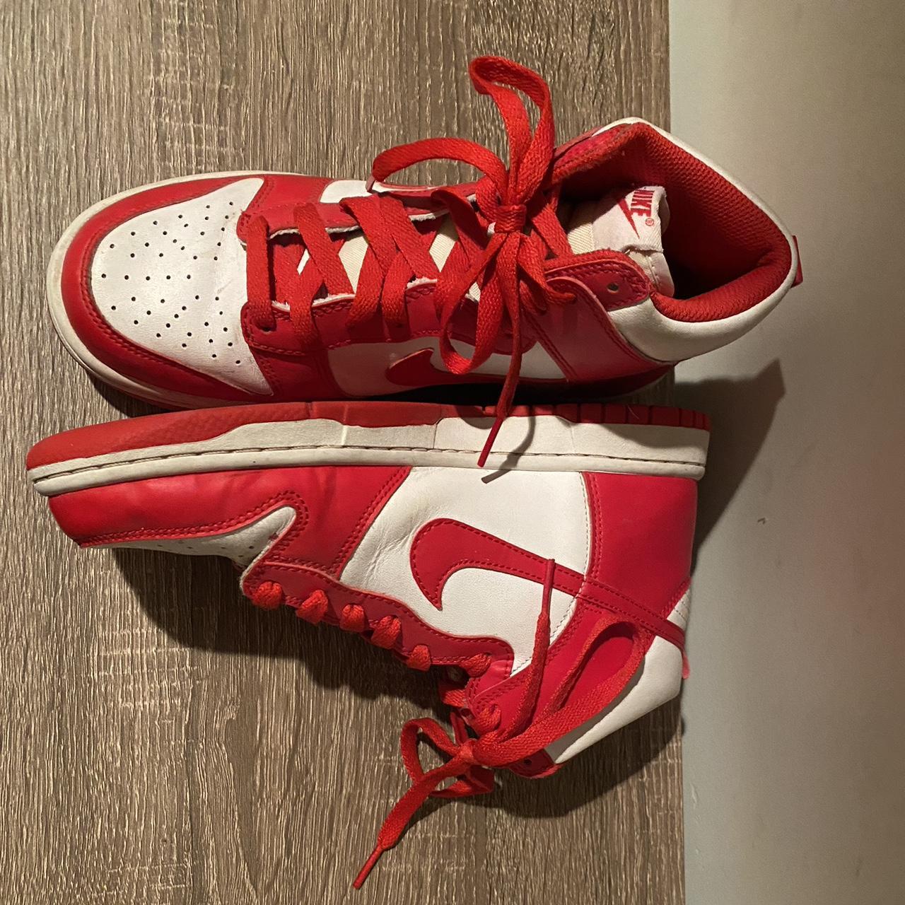 red nike dunks! - lightly worn - cool colors! 💋💋💋 - Depop