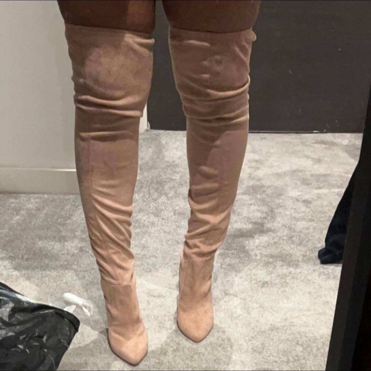 Missguided Pink Thigh High Boots New Without Tags Depop