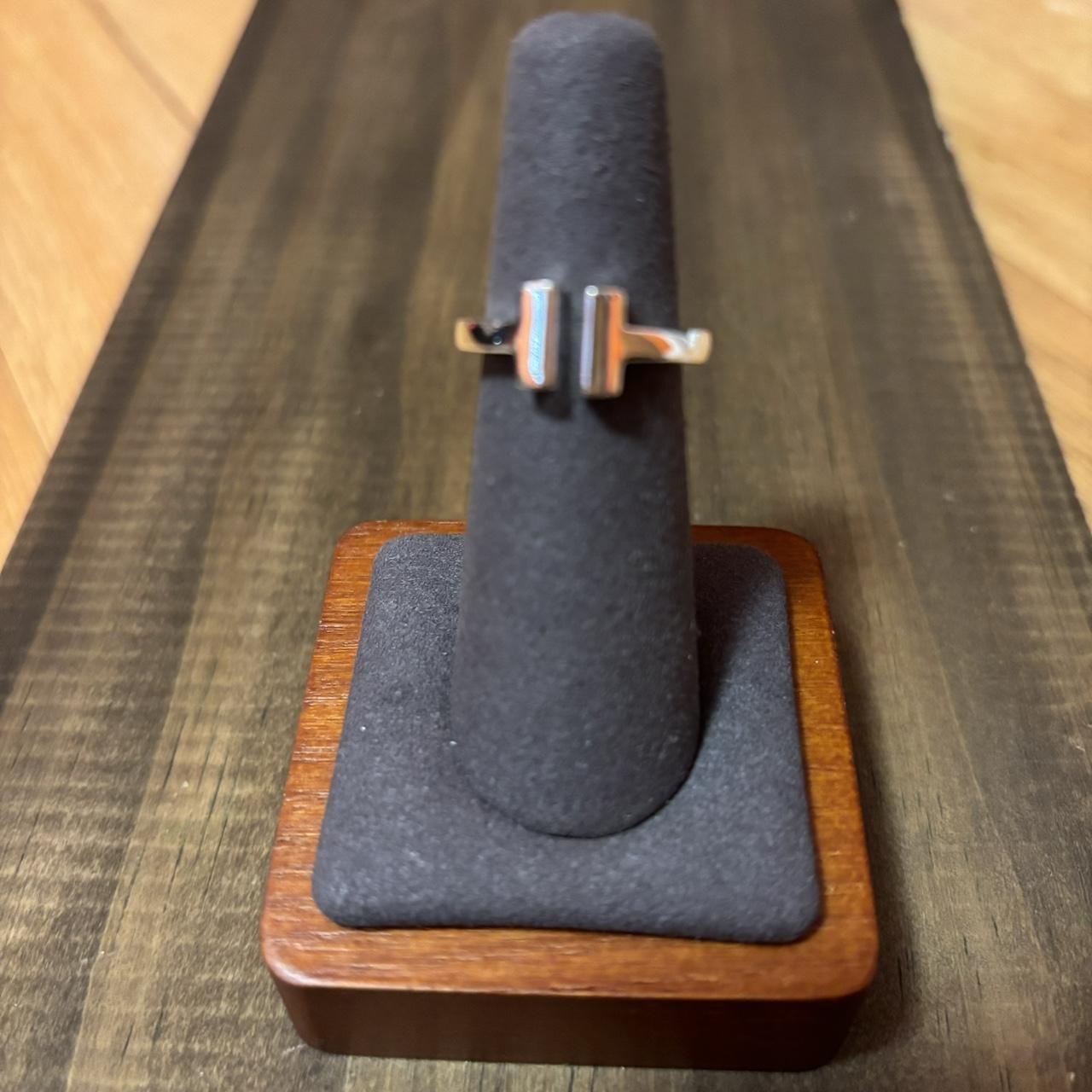 Open Double T Bar Ring Thick Metal Color:... | Depop