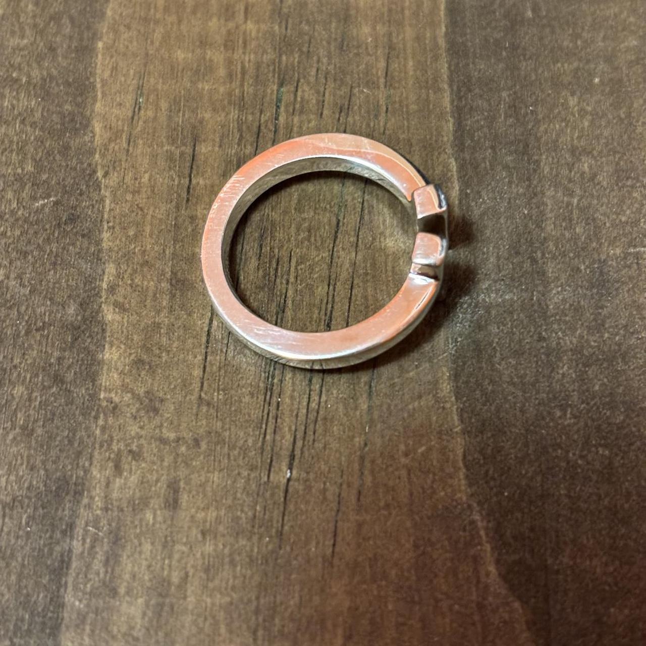 Open Double T Bar Ring Thick Metal Color:... | Depop