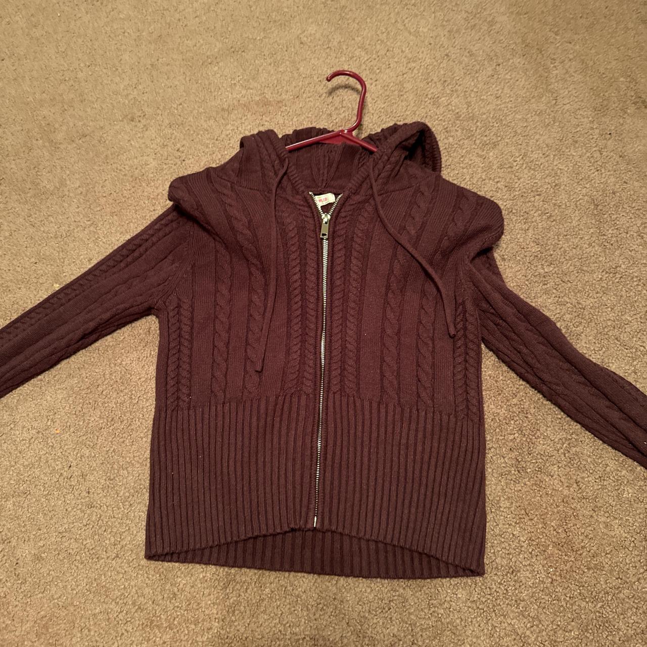 Brown cable knit cropped jacket Size L never worn... - Depop