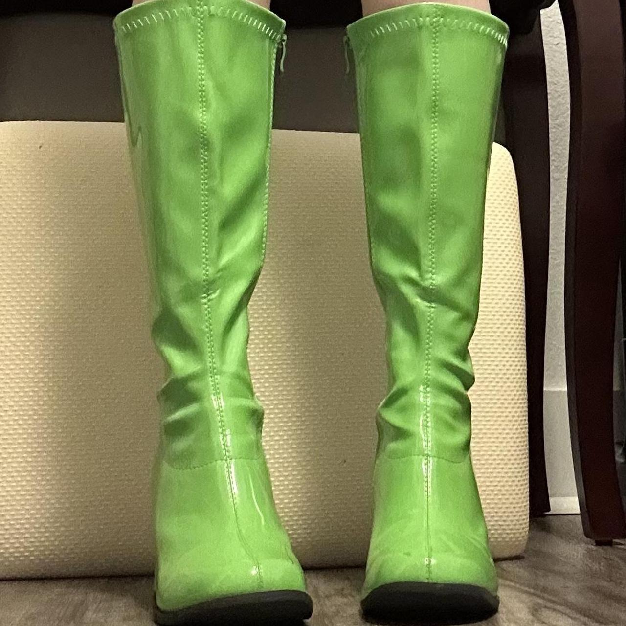 Green PVC GoGo boots Worn twice not my style Most... | Depop