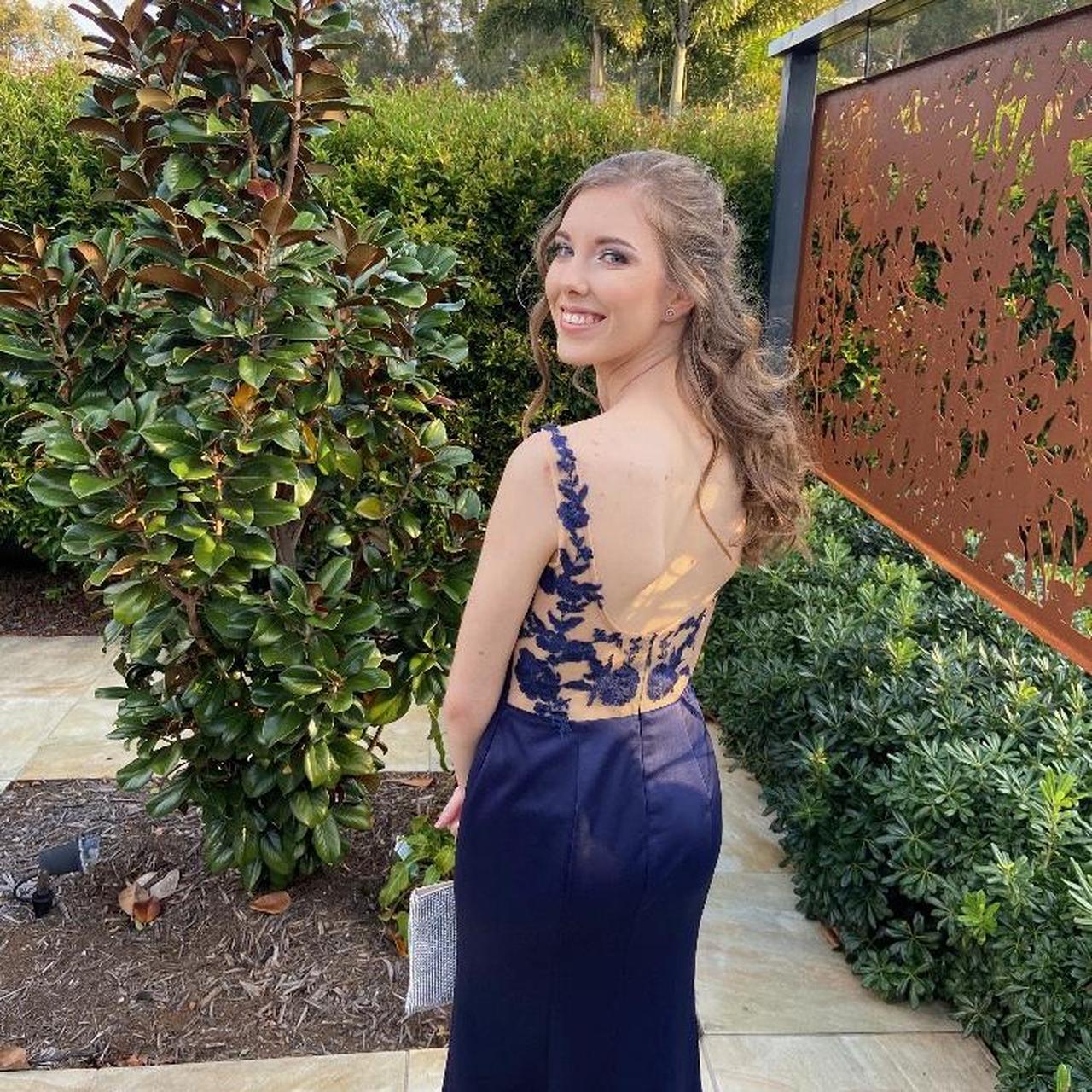 Stunning navy formal dress only worn once and mint... - Depop