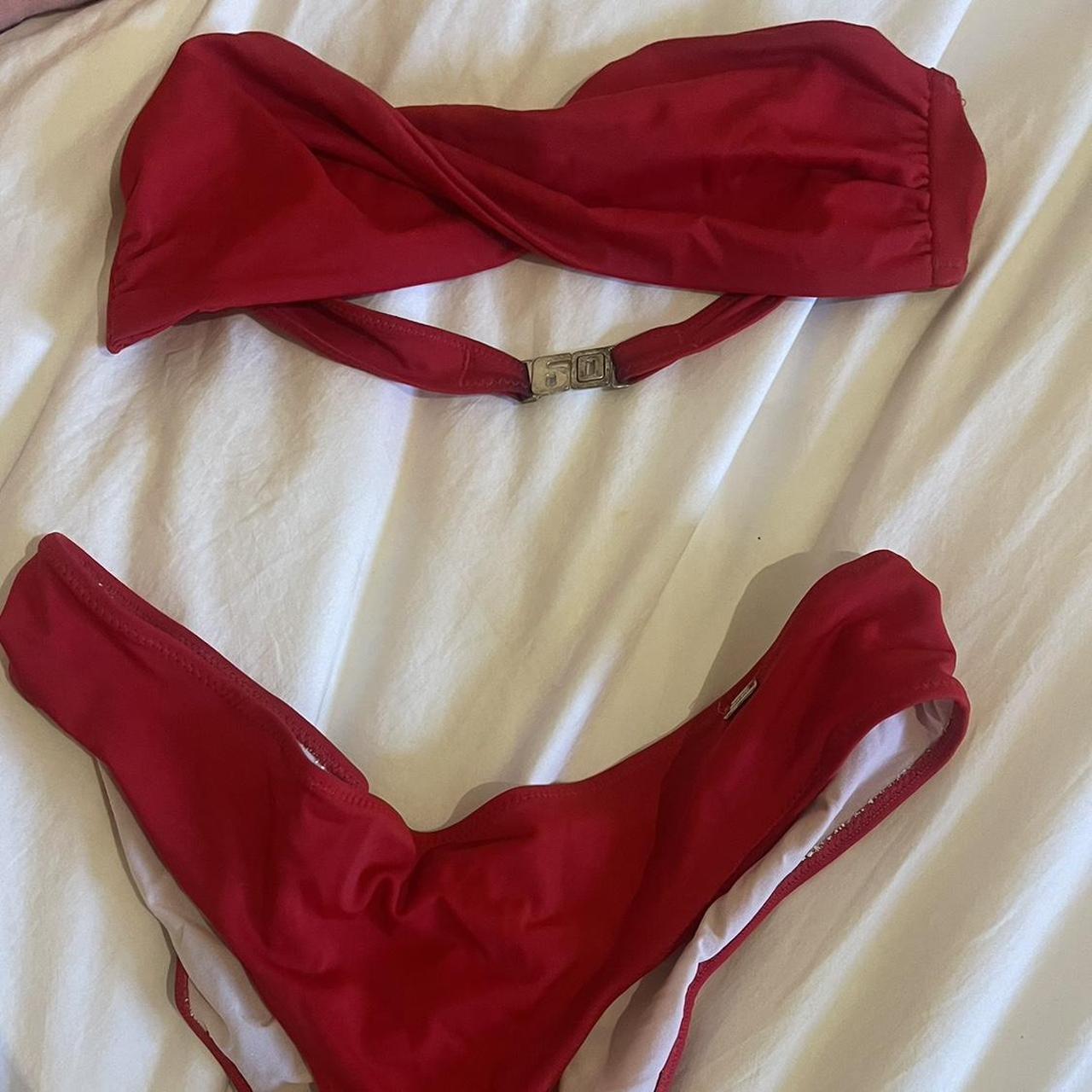 Vintage Miss Sixty Red Bandeau Bikini Set So Depop