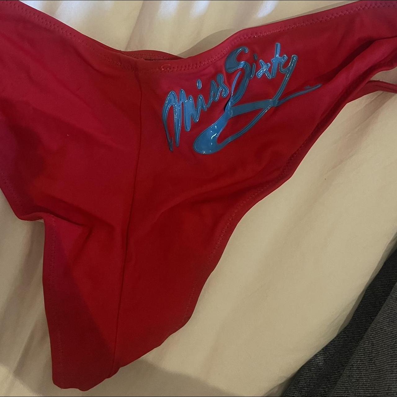 Vintage Miss Sixty Red Bandeau Bikini Set So Depop
