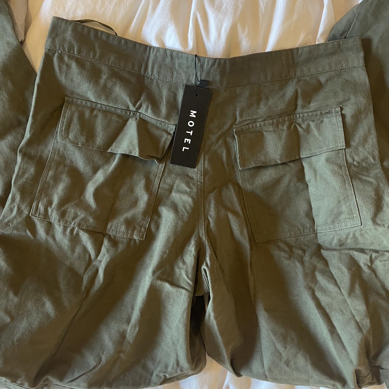 Motel rocks green baggy cargo trousers with buckles... - Depop