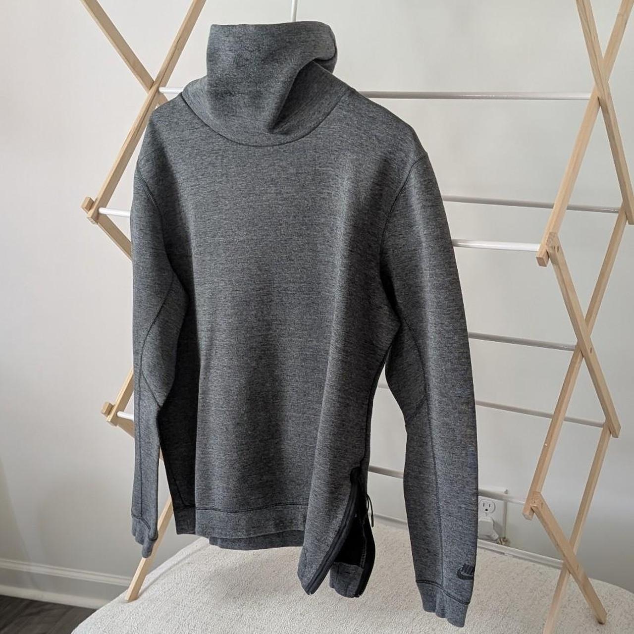 Grey Nike tech fleece ninja-neck sweatshirt, side... | Depop