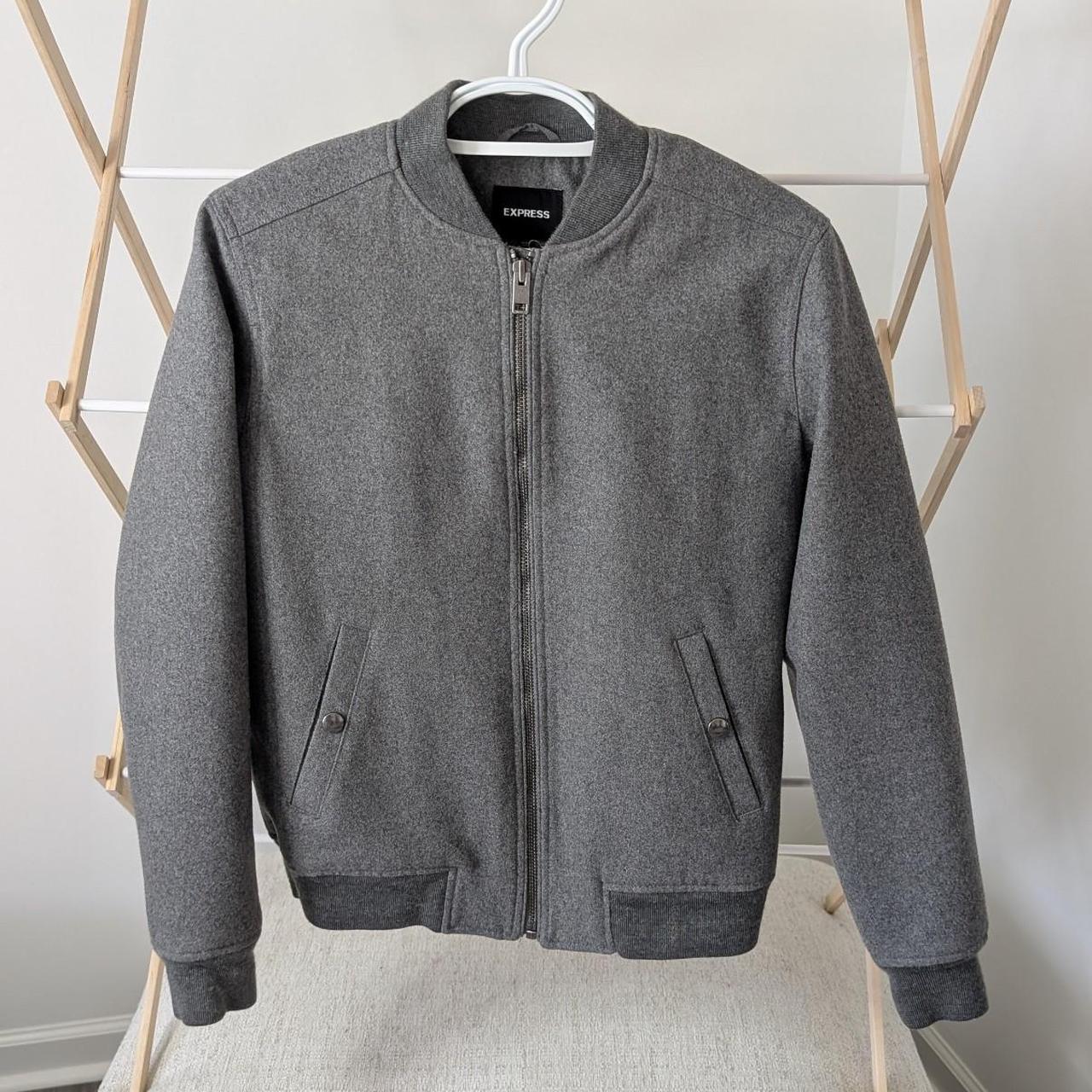 Grey Express bomber jacket, subtle style, winter... | Depop