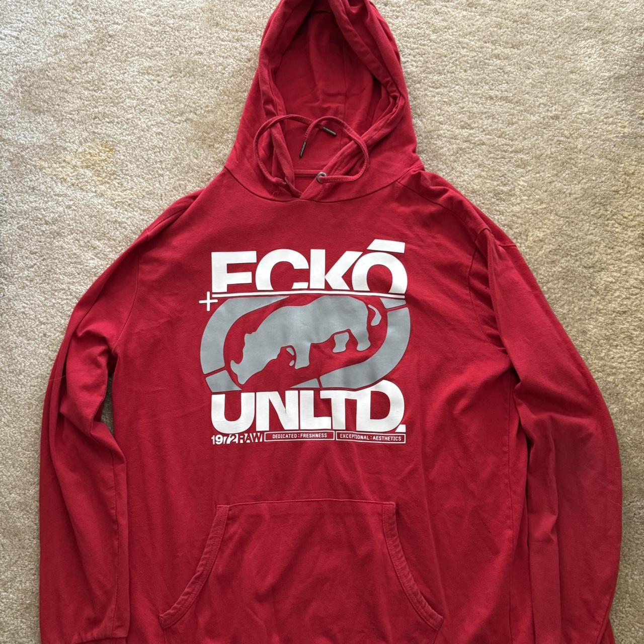 Red ecko unltd vintage hoodie Size XL fits like a L... | Depop