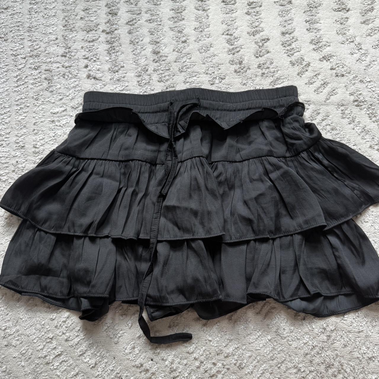 Black satin ruffle skirt From a local boutique Size S | Depop