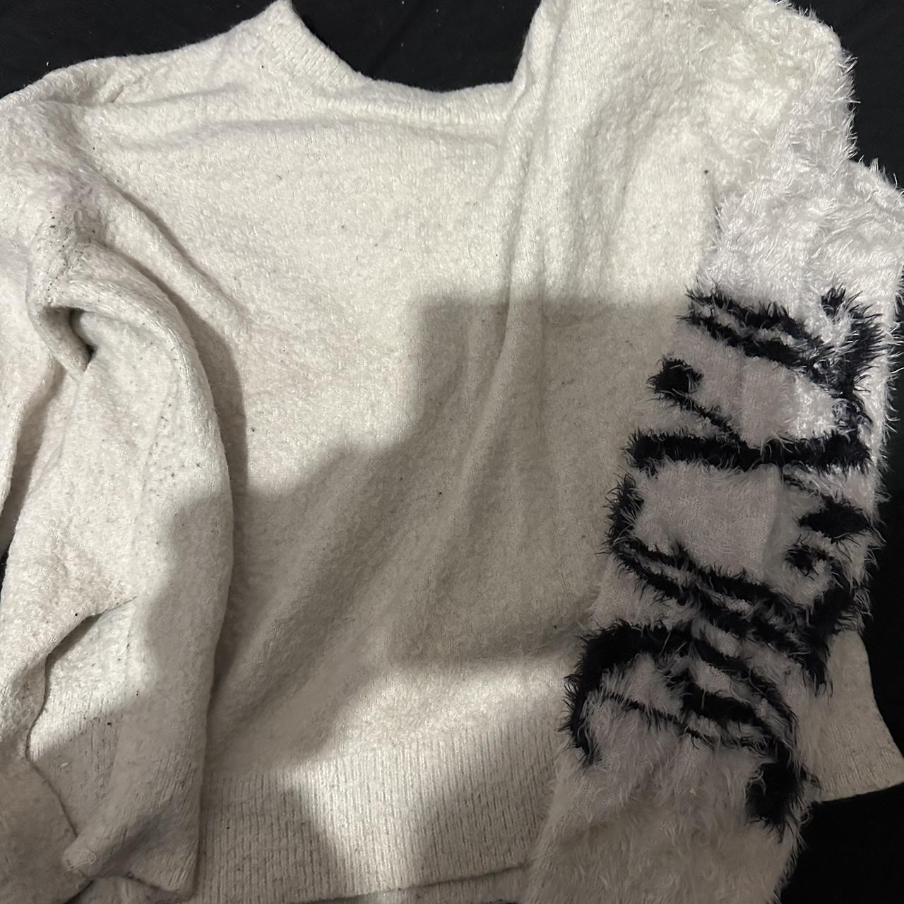 Juicy couture white jumper with writing on sleeve... - Depop