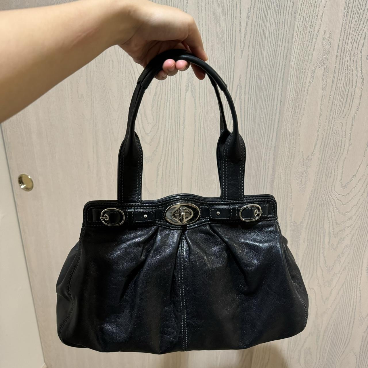 Vintage Coach Black Leather Pleated Belt Shoulder... - Depop