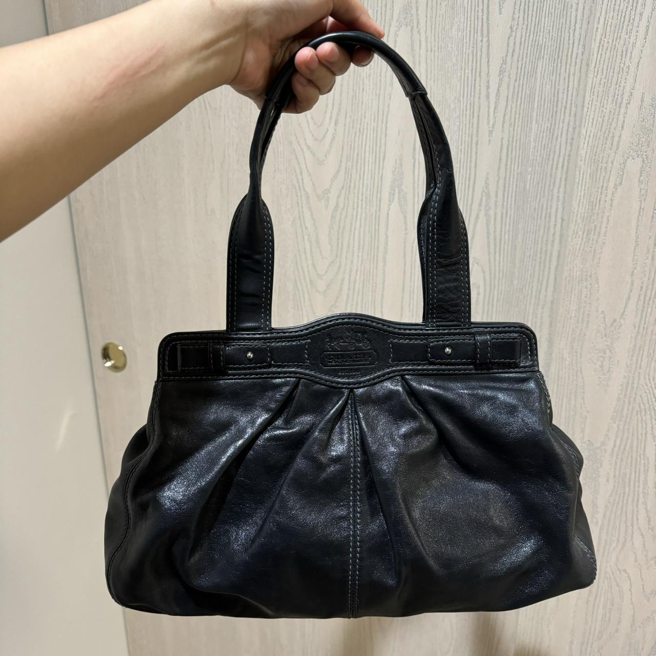 Vintage Coach Black Leather Pleated Belt Shoulder... - Depop