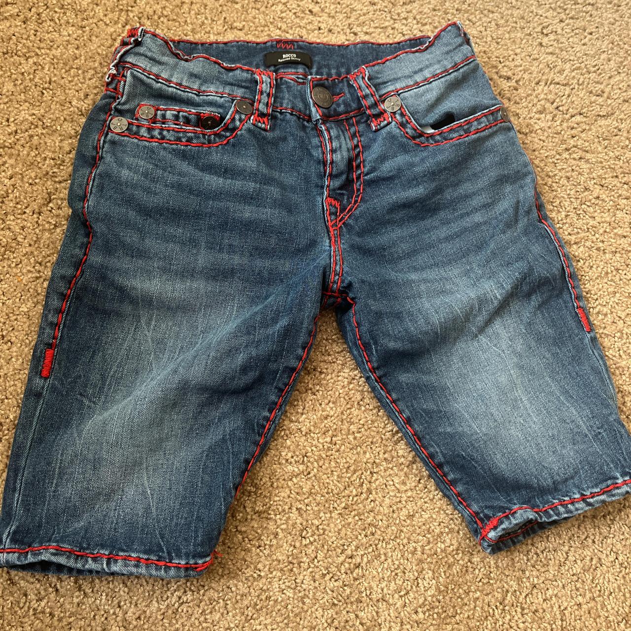 true religion red jorts rocco size 29 - Depop