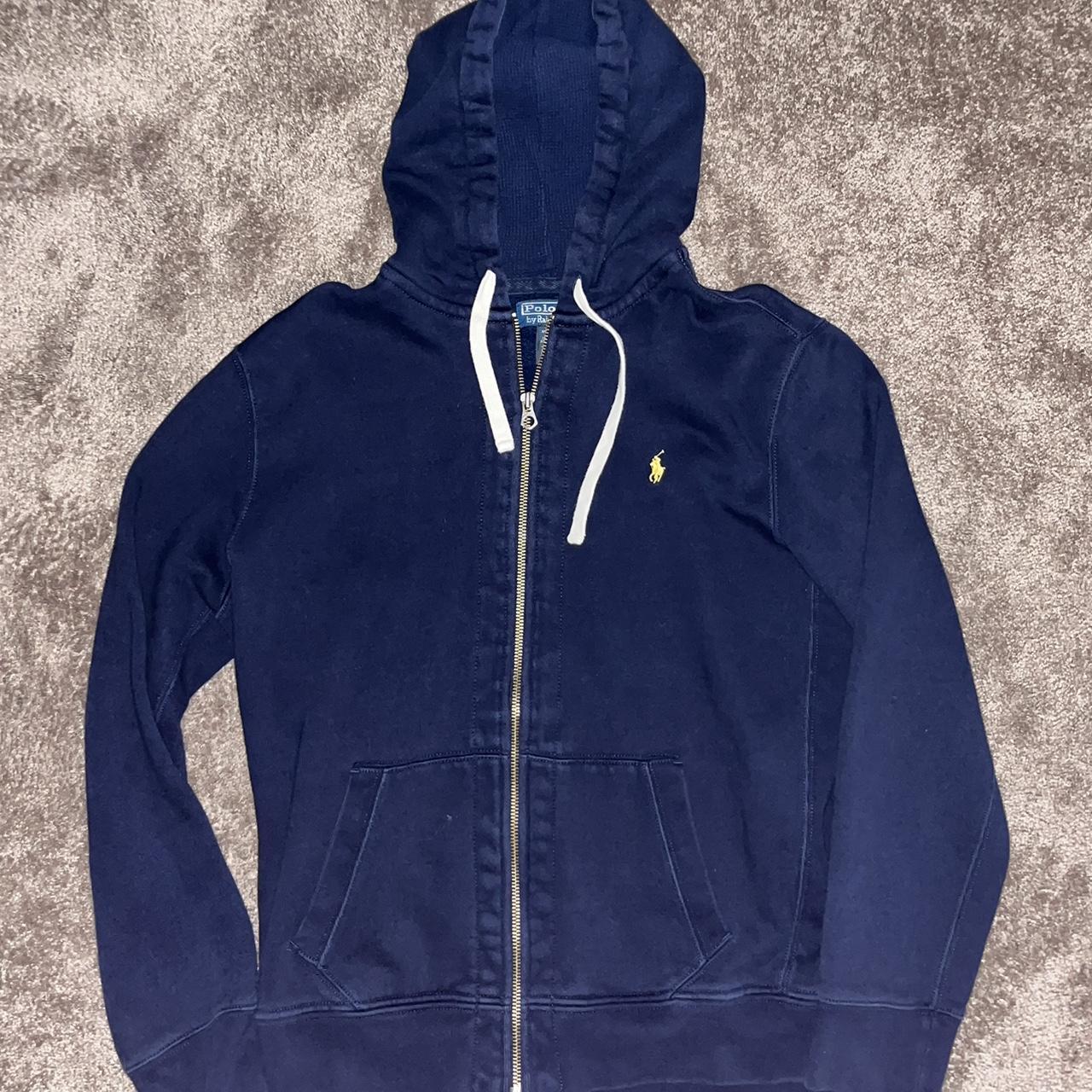 Ralph Lauren Polo Zip Up Blue Hoodie - XL - Barely... - Depop