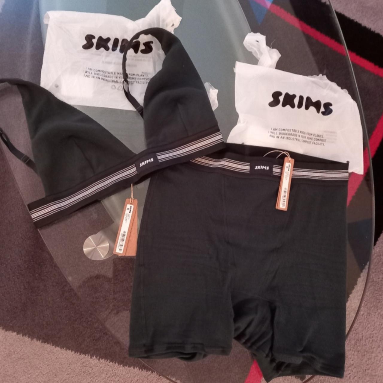 Skims cotton rib set new never worn spruce multi bra... - Depop