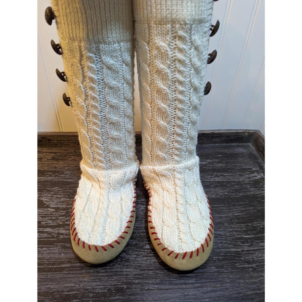 Women's Lands End Ivory Cable Knit Slippers Size... | Depop