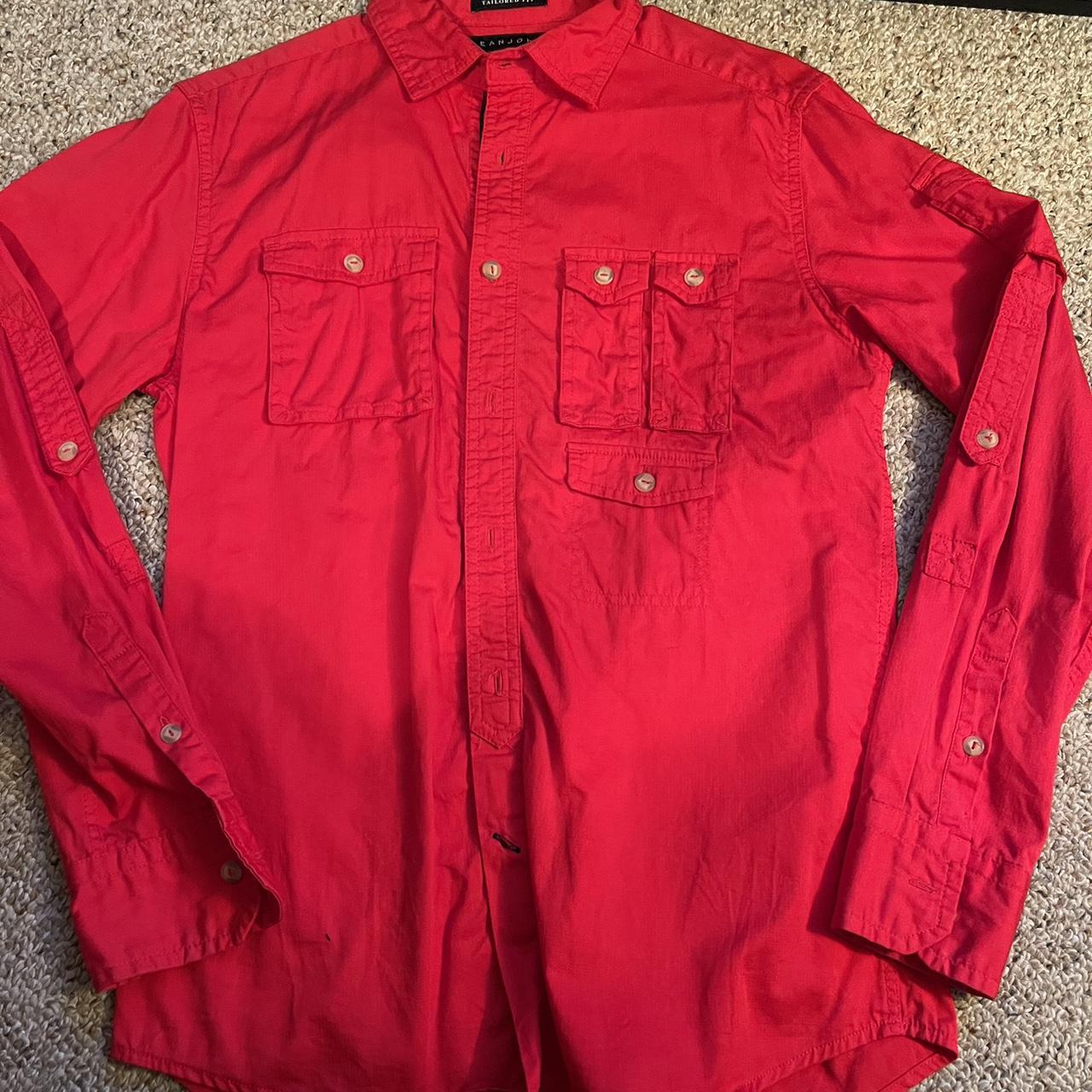 Sean John Red Tailored Fit Buttom Down Shirt Size... - Depop