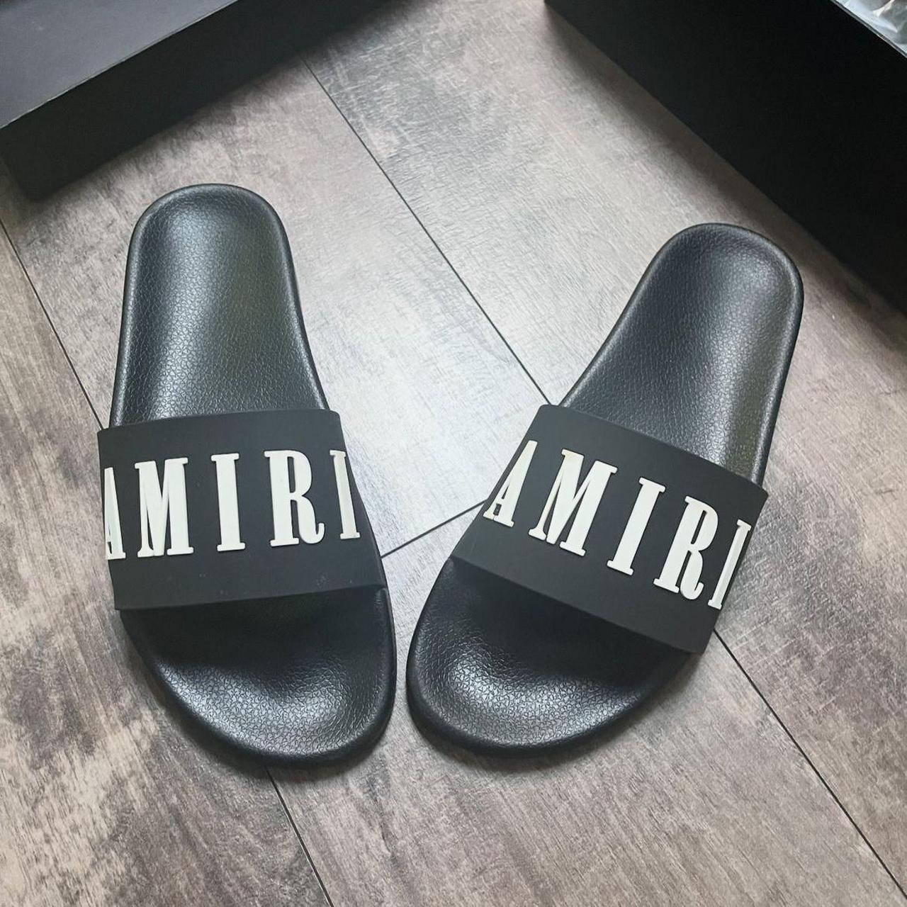 Amiri slides size 46 with box (DM ME BEFORE BUYING... - Depop