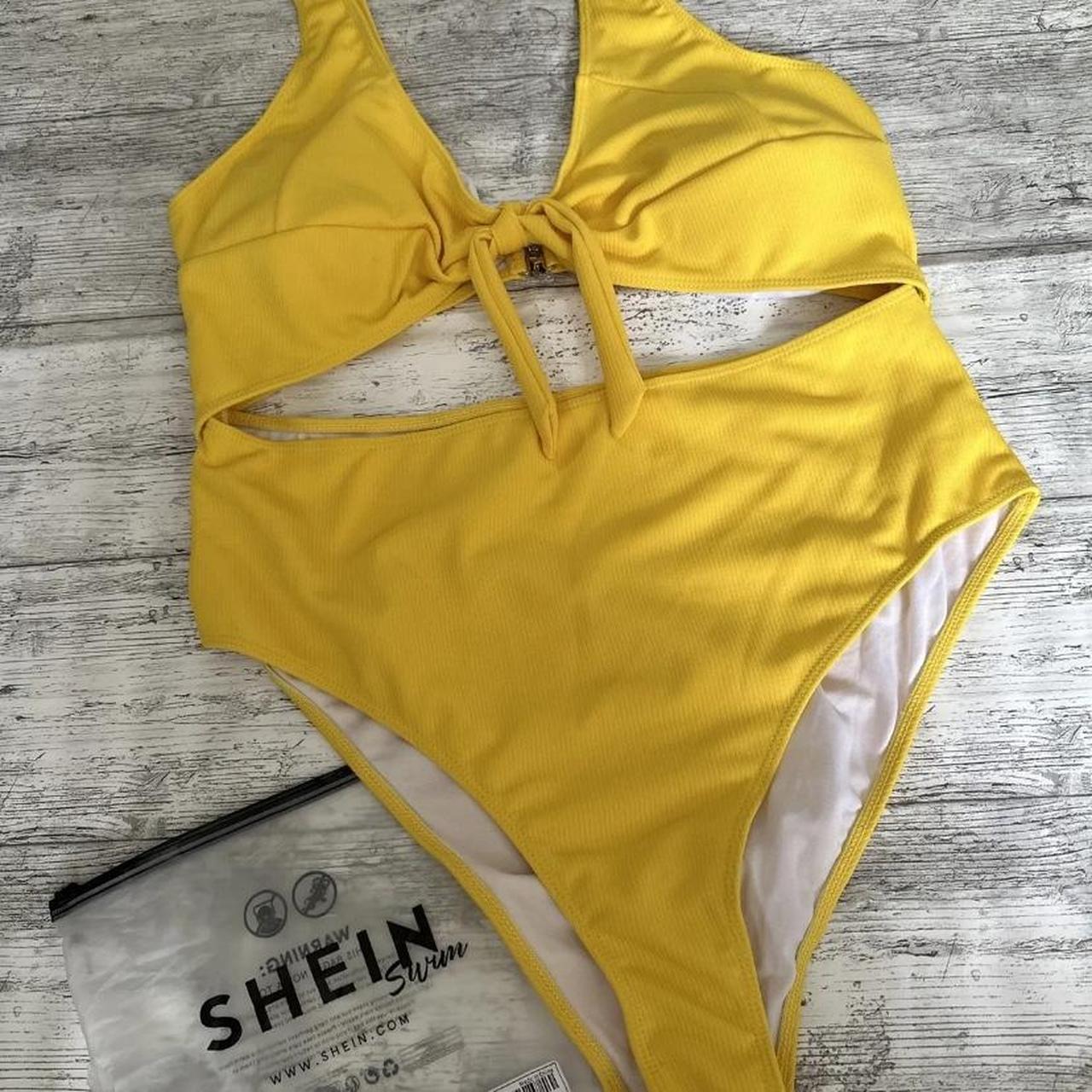 New Shein Ladies Yellow Ribbed Padded Cut Out... - Depop