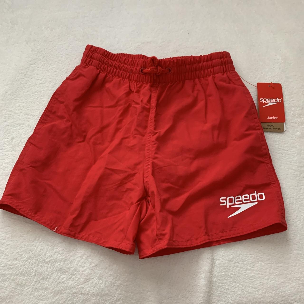 New Speedo Boys Essential Red 13” Swim Shorts Size... - Depop