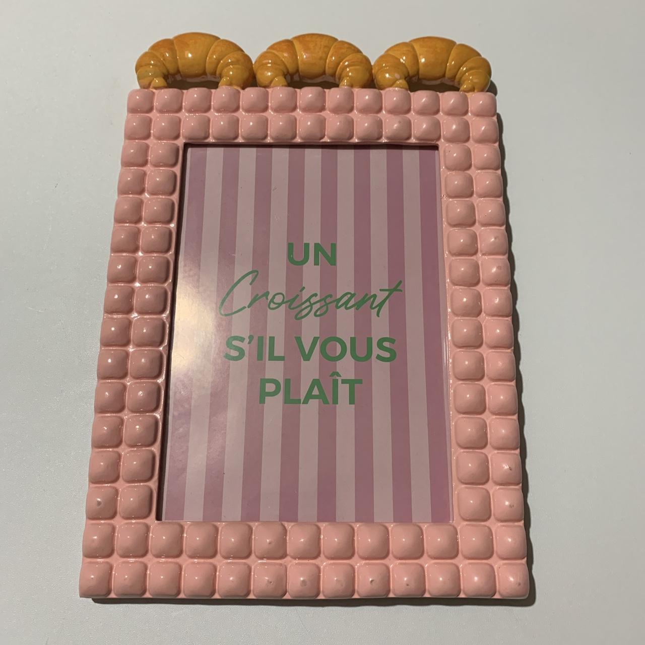Pink croissant photo frame with 3D croissant detail... | Depop