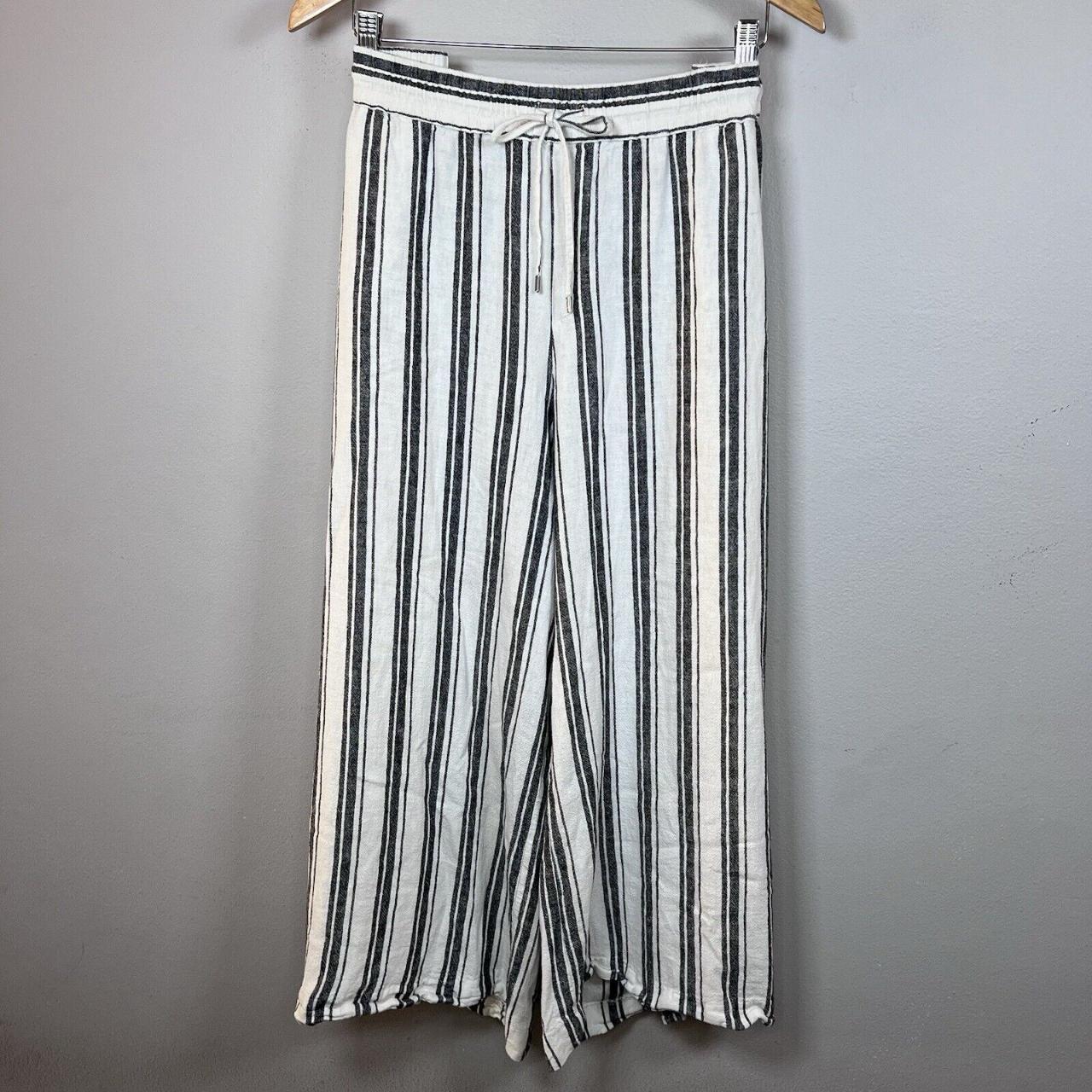 Chaps Women's XXL Gray & White Striped Wide Leg... | Depop