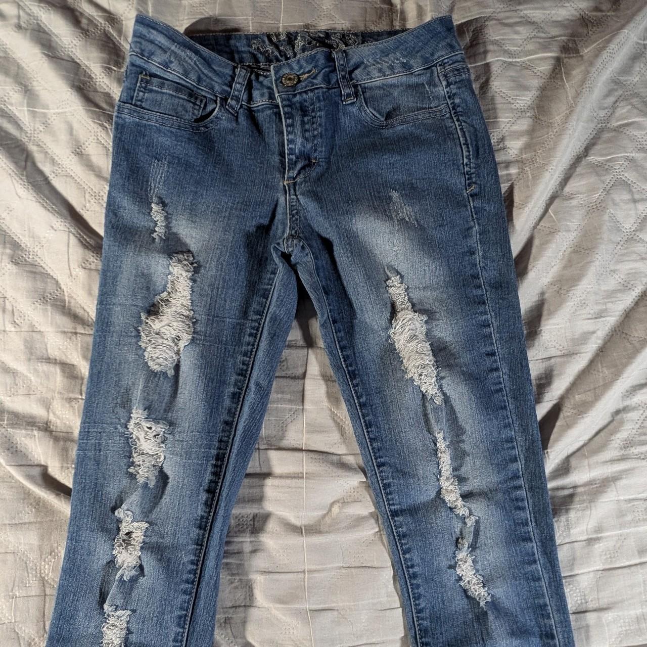 Ripped blue jeans Stretchy Size 7 Brand : urban... - Depop