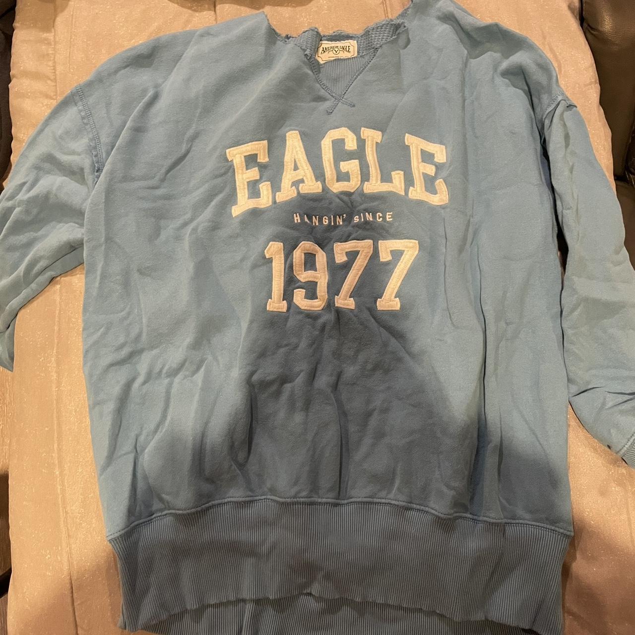blue american eagle crewneck. super cute size medium... - Depop