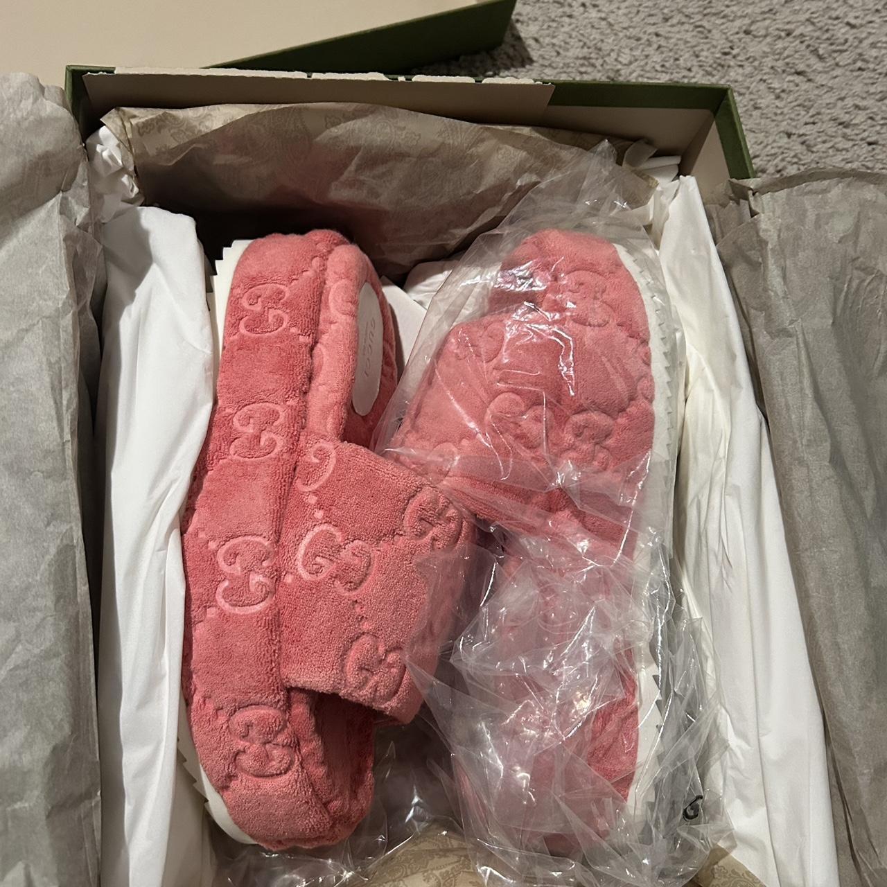 pink gucci platform sandals/slides never worn... | Depop