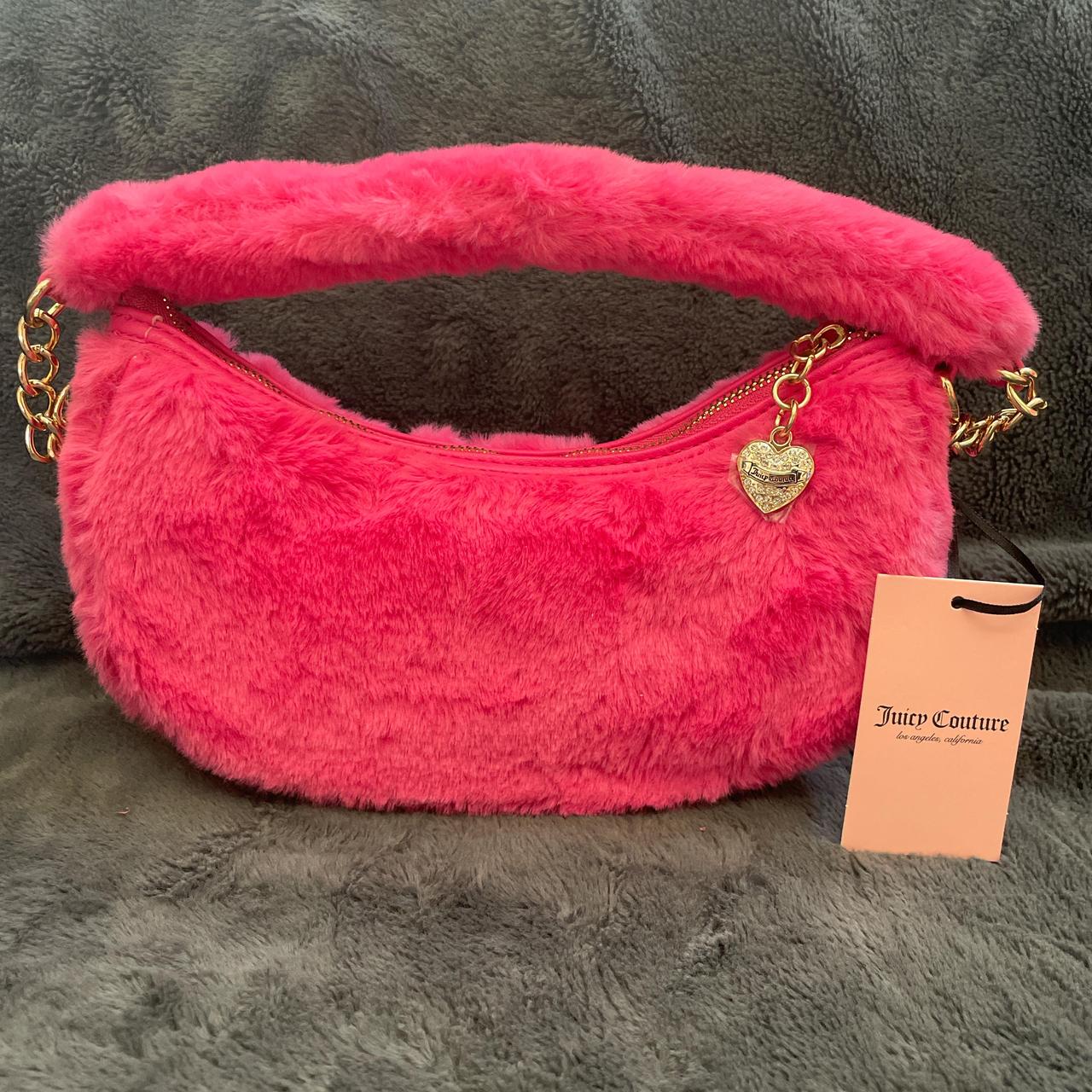 Juicy Couture hot pink fluffy bag - Depop
