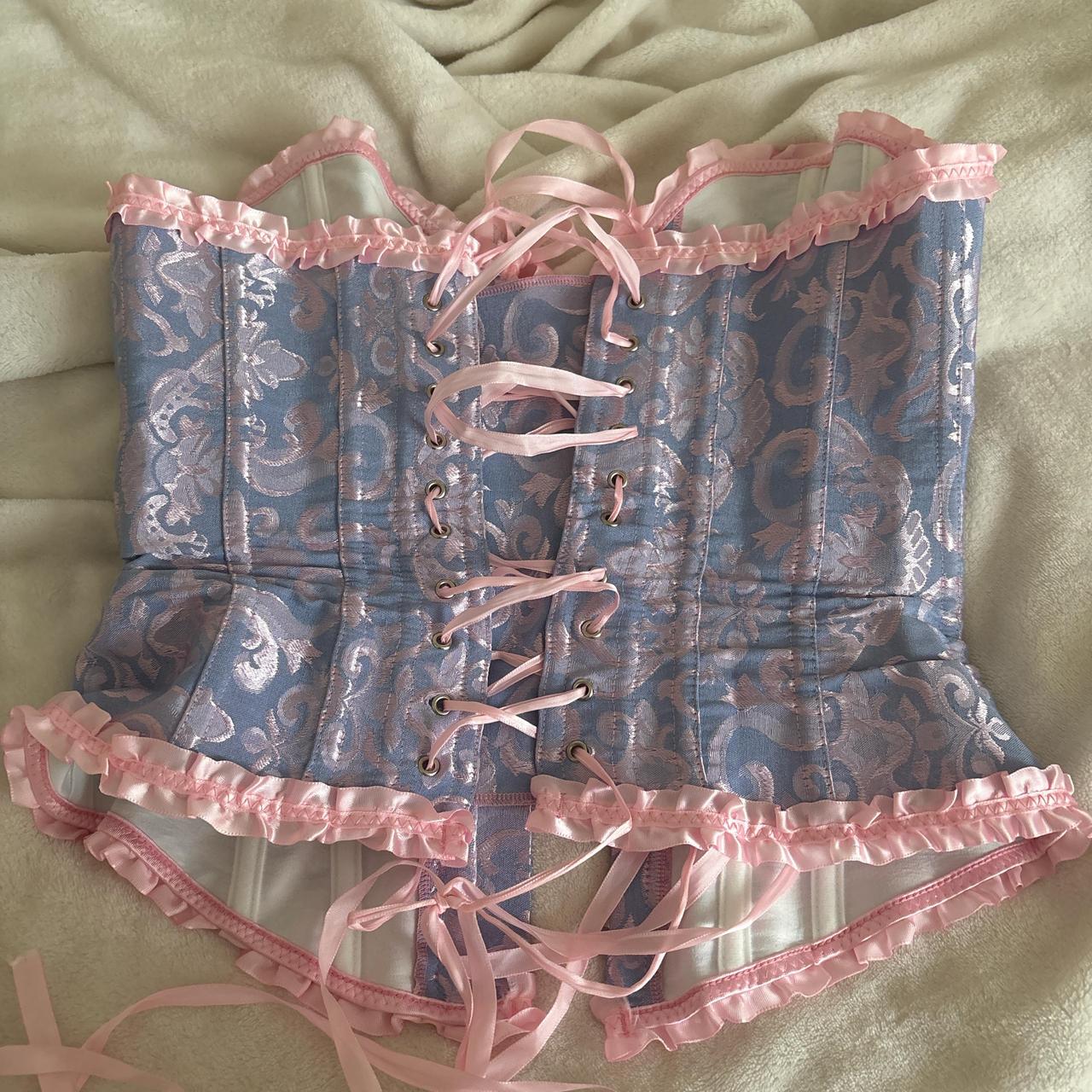 Rapunzel bundle! Pink and periwinkle corset top in a... | Depop