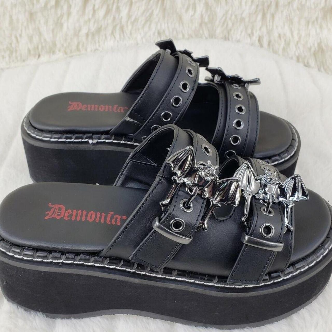 Demonia Emily 100 2inch platform bat buckle Sandals... - Depop