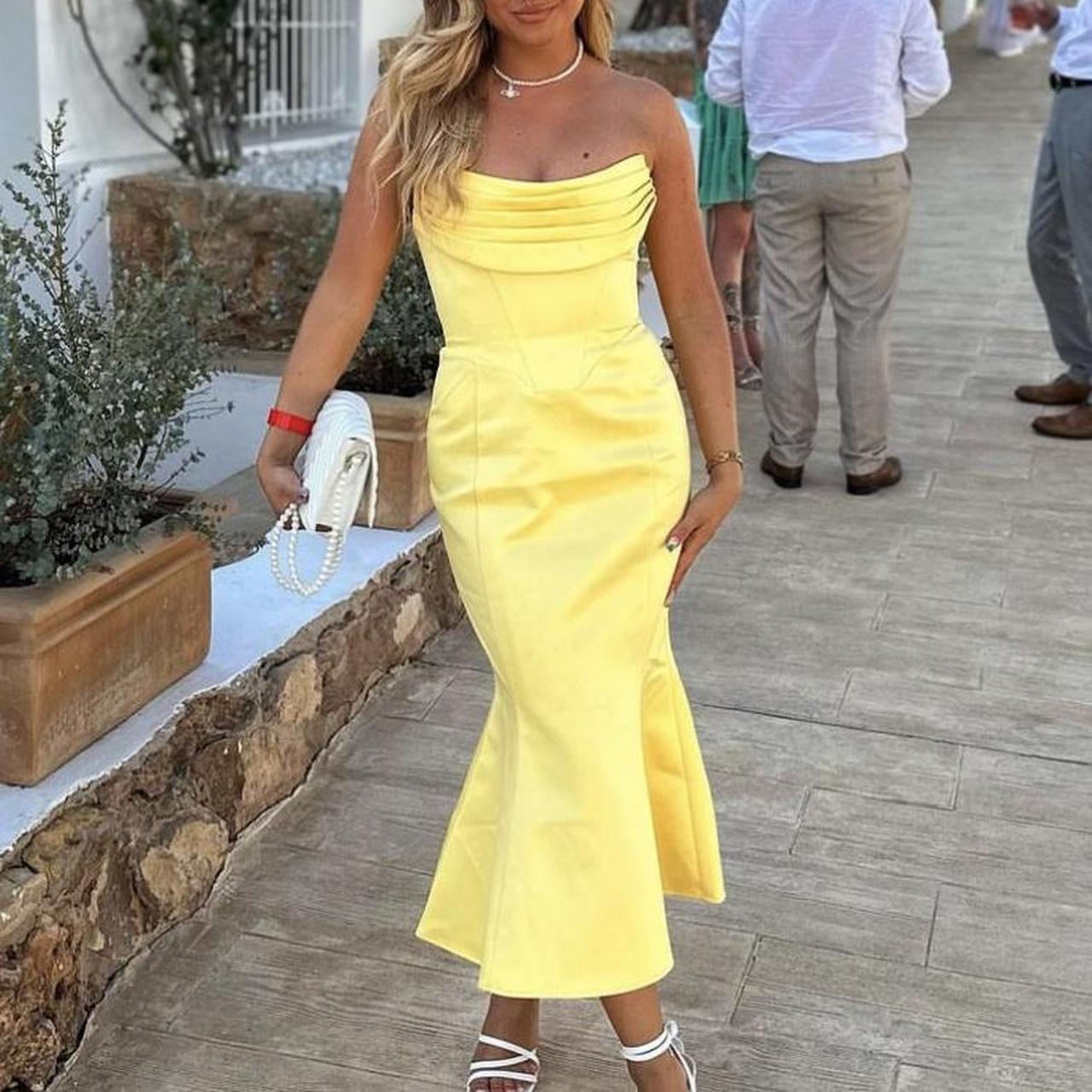 *on hold* Lavish Alice lemon LUCIA COWL CORSET SATIN... - Depop