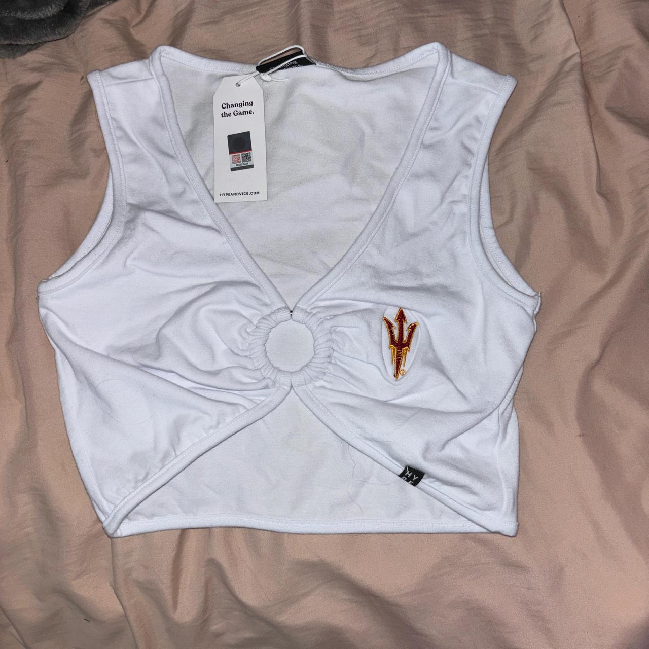 small white ASU tank - THICK MATERIAL NEVER WORN... - Depop