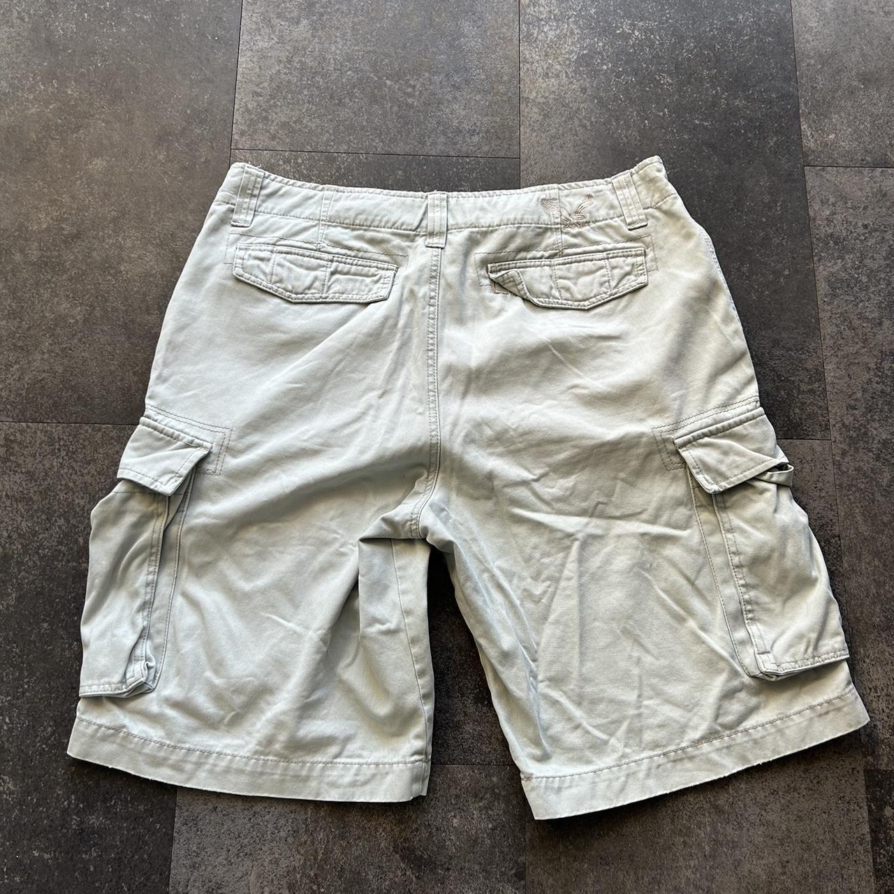 vintage. cream coloured cargo shorts. size: w36... - Depop