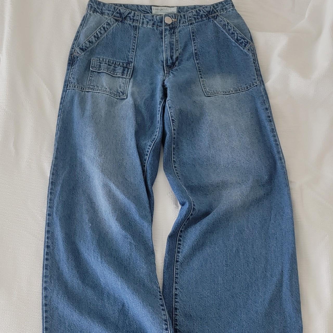 Wide-leg denim jeans, low-mid rise. Would look so... - Depop
