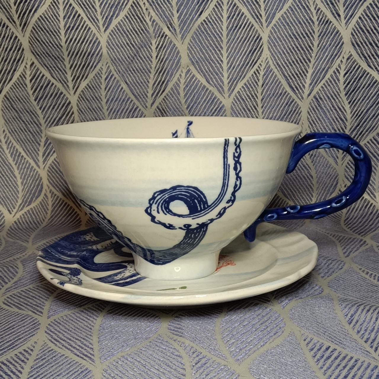 Anthropologie "From The Deep" oversized teacup and... - Depop
